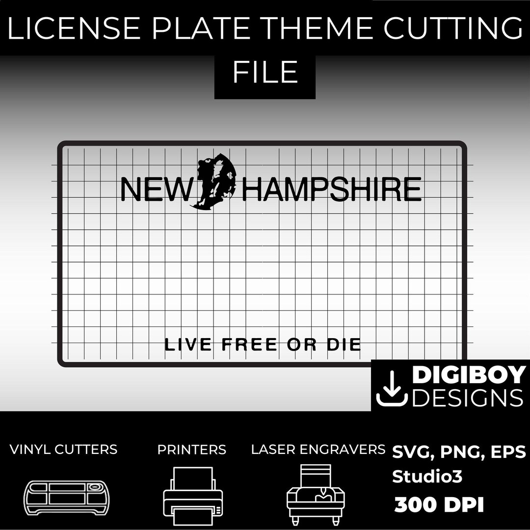 New Hampshire NH USA Blank License Plate Inspired Downloadable ...