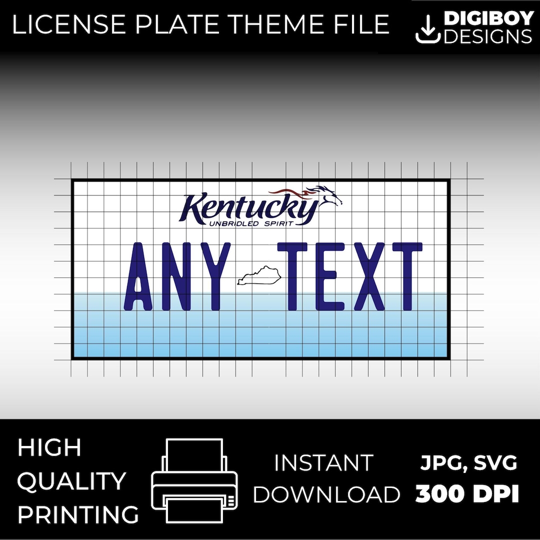 Kentucky KY USA Blank License Plate Inspired Downloadable Printable ...