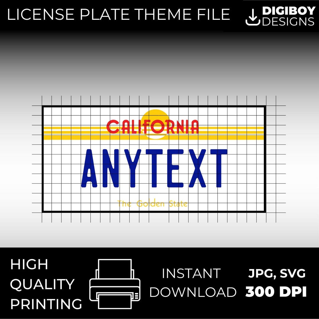 California CA USA Blank License Plate Inspired Downloadable Printable ...