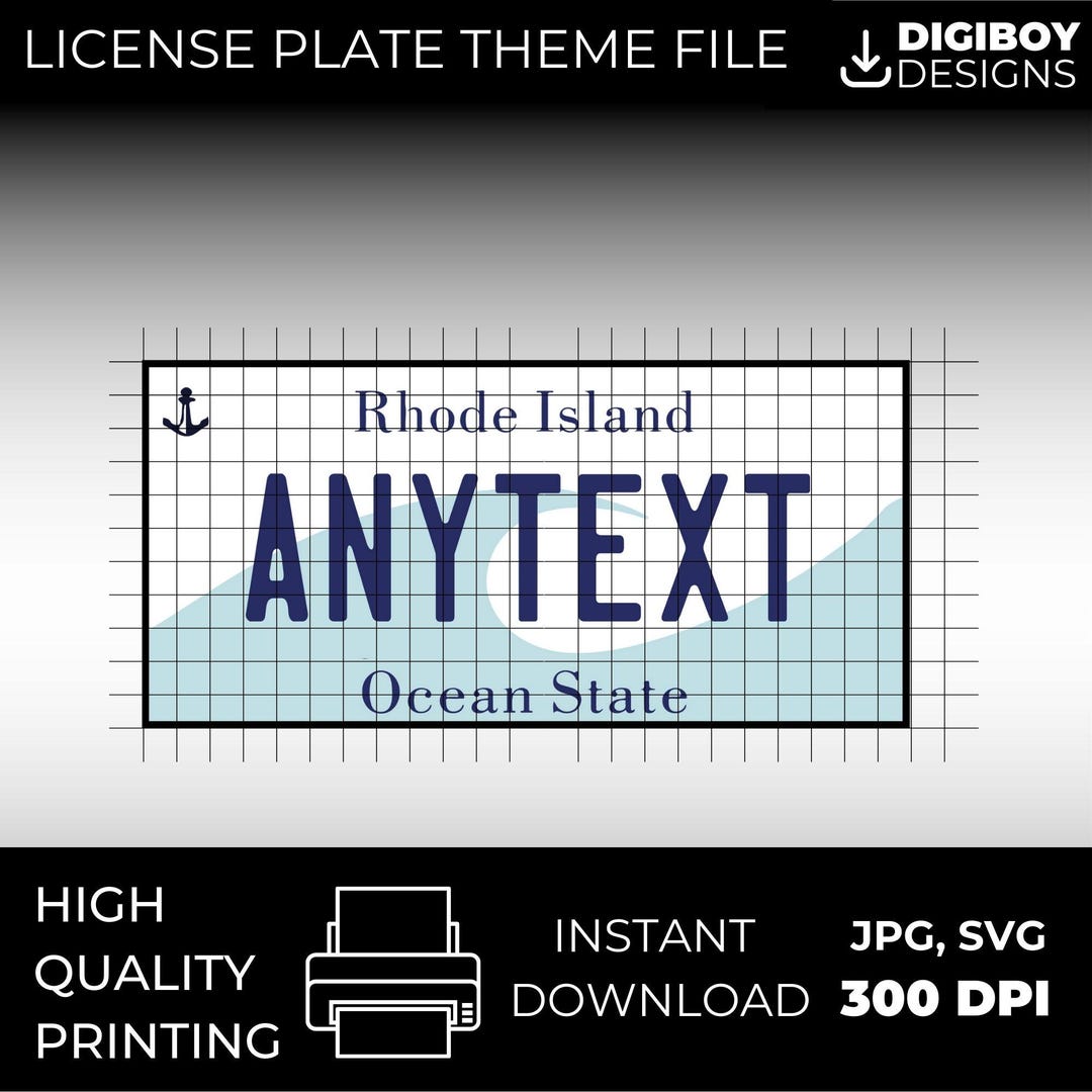 Rhode Island RI USA Blank License Plate Inspired Downloadable Printable ...