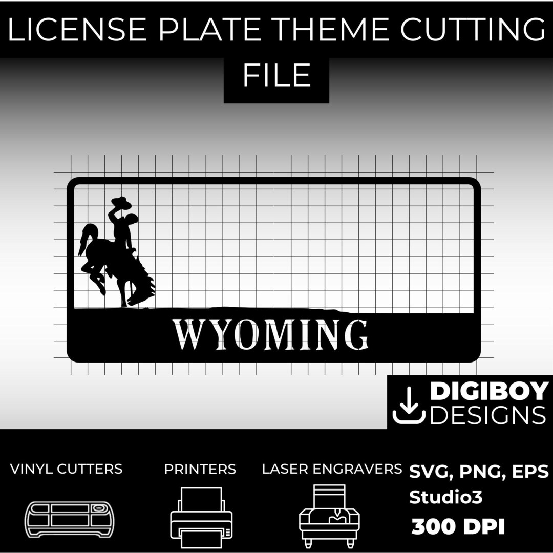 Wyoming WY USA Blank License Plate Inspired Downloadable Printable High ...