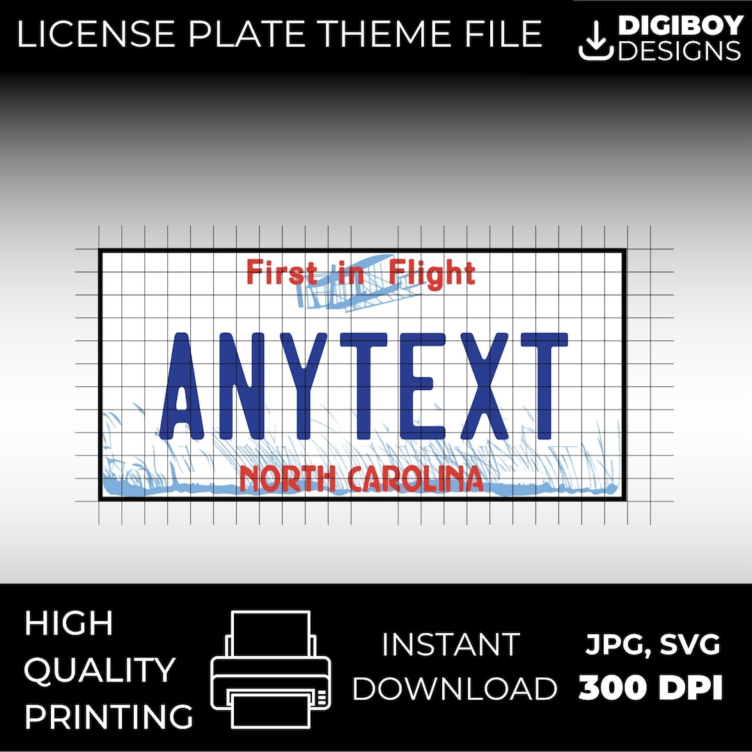 North Carolina NC USA Blank License Plate Inspired Downloadable ...