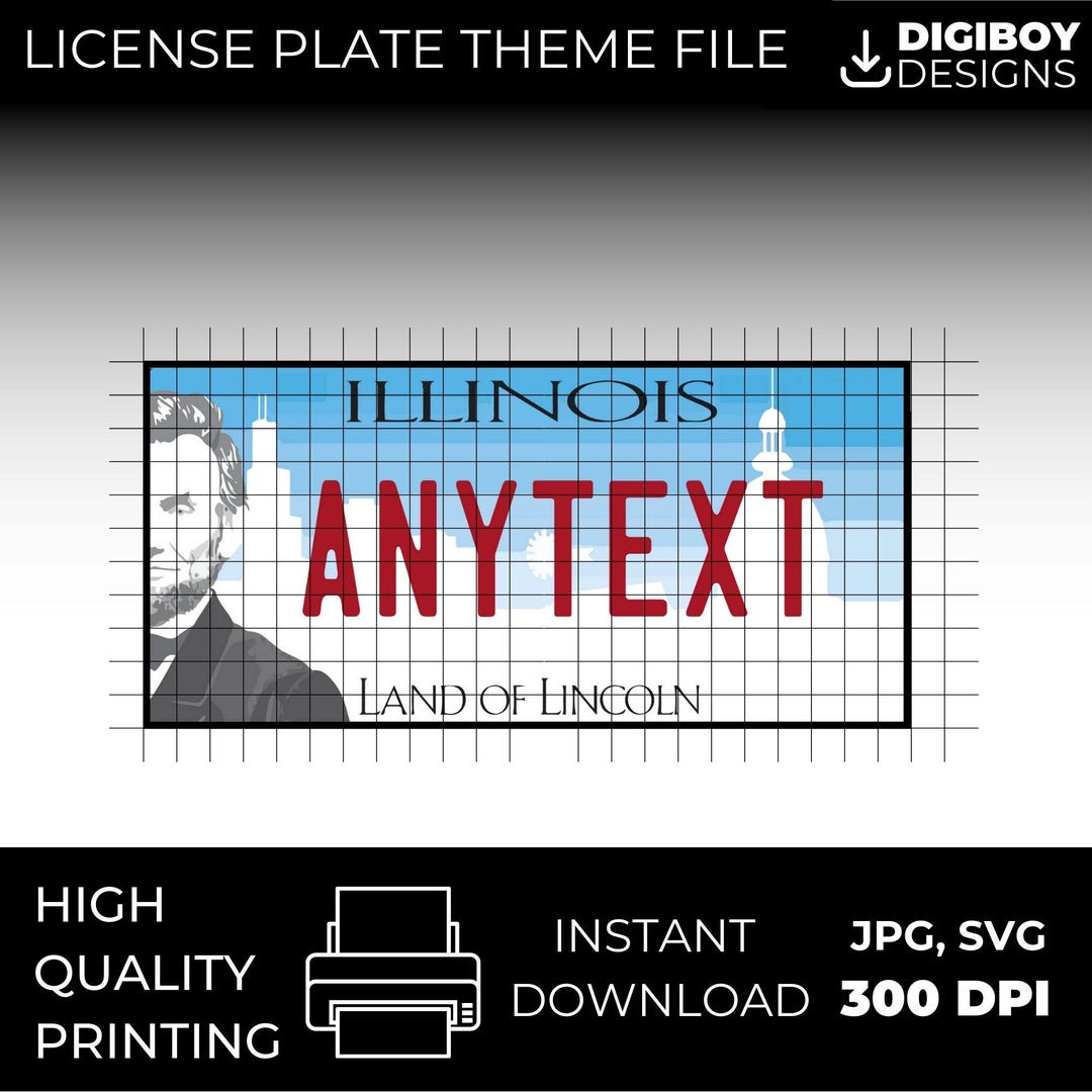 Illinois IL USA Blank License Plate Inspired Downloadable Printable ...