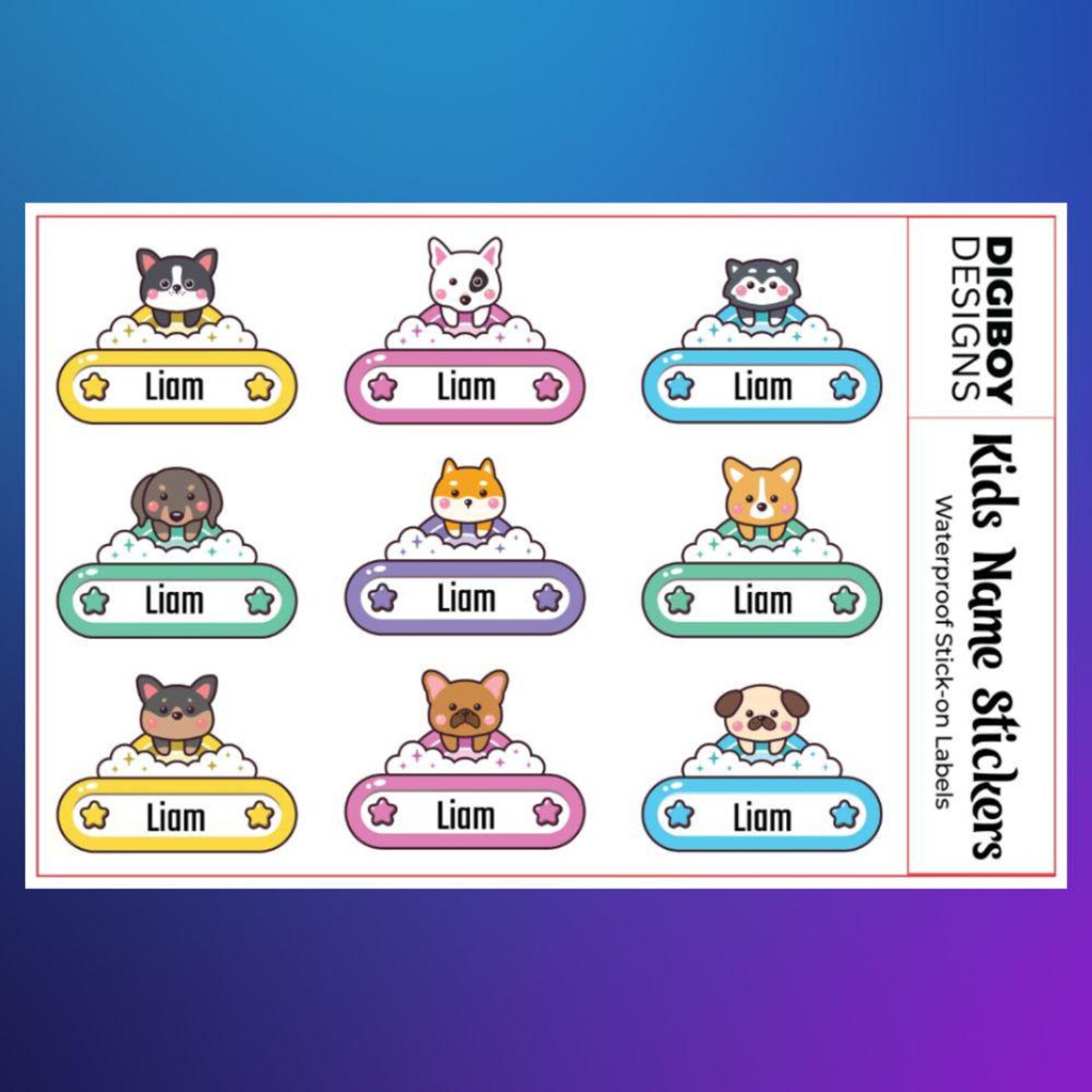Custom Kids Name Labels, Waterproof Name Stickers for School ...