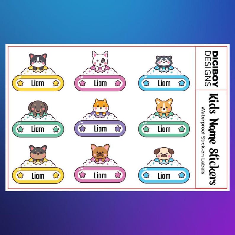 Custom Kids Name Labels, Waterproof Name Stickers for School ...