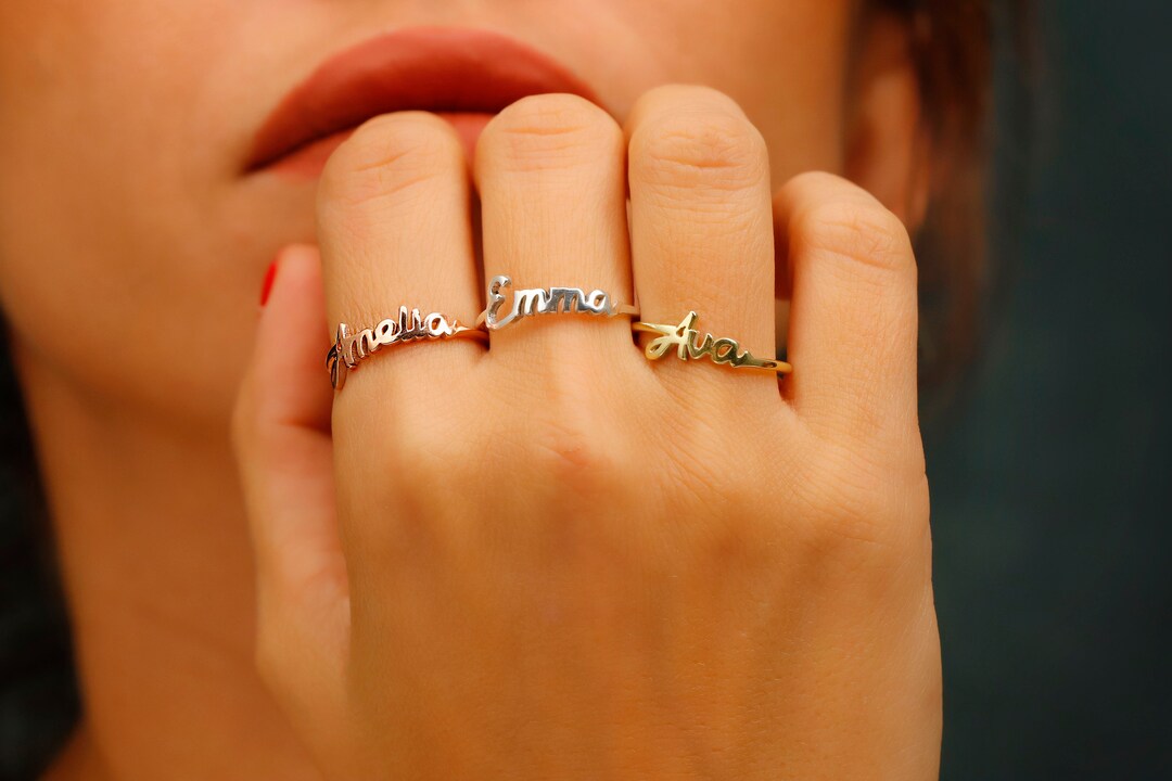 Name Ring 925K Sterling Silver * Custom Name Ring Gold * Children Names ...