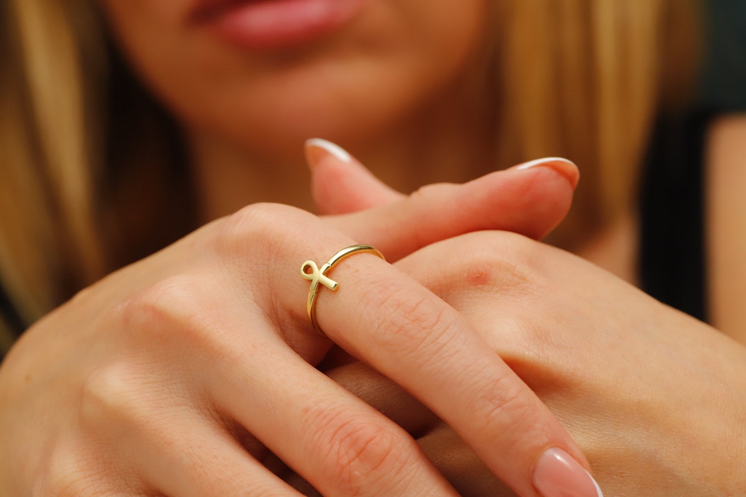 Ankh Ring Gold Minimal Ankh Ring Ankh Cross Ring Silver Christmas Gift ...
