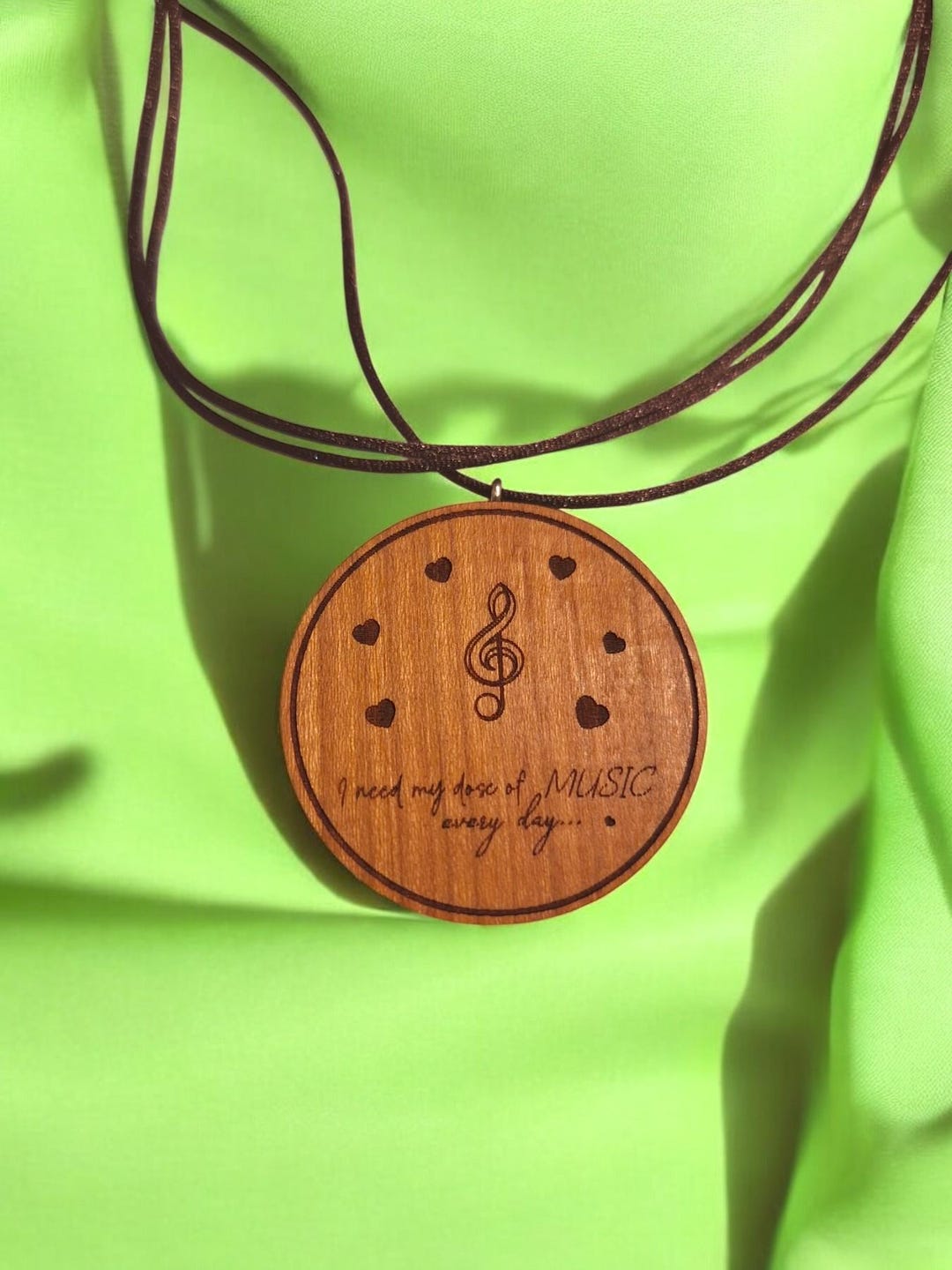 Wooden Treble Clef on Pendant - Plum Wood Music Jewelry for Musicians ...