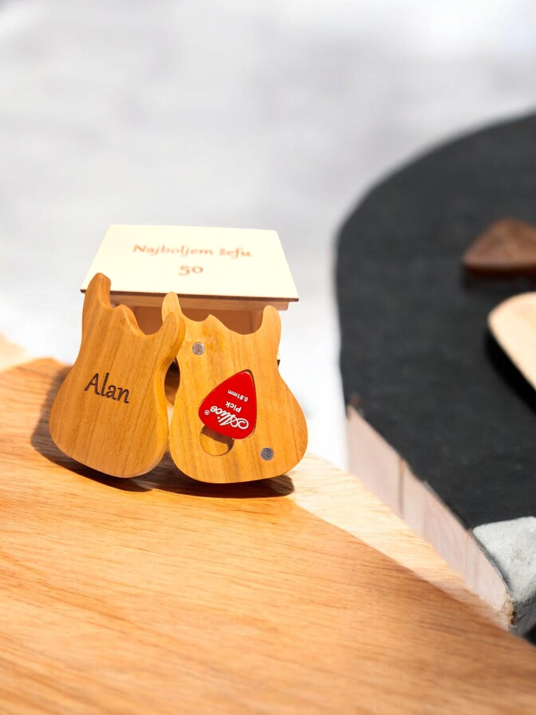 Personalized Wooden Guitar-shaped Box for Guitar Pick – Perfect Gift ...