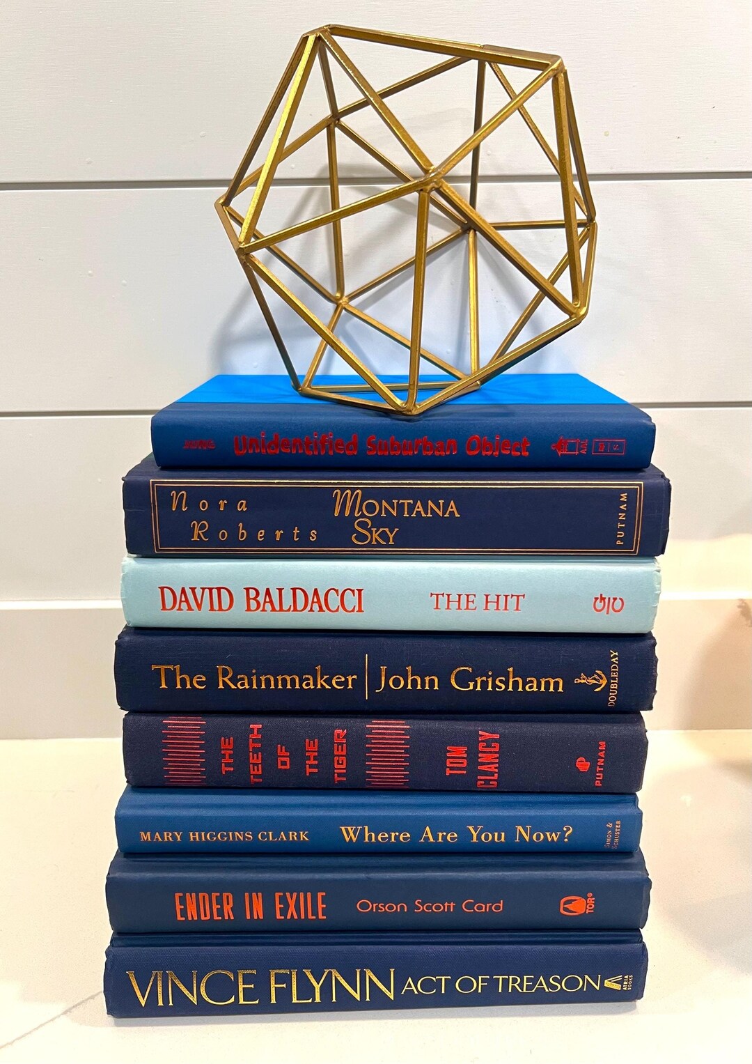 Stack of 8 Decor Books Shades of Blue Home Decor Gift Housewarming ...