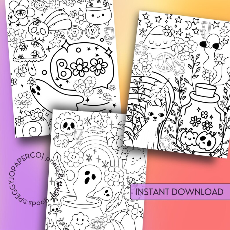 Ghost and Pumpkin Coloring Pages, Ghost Coloring Book, Ghost Aesthetic ...