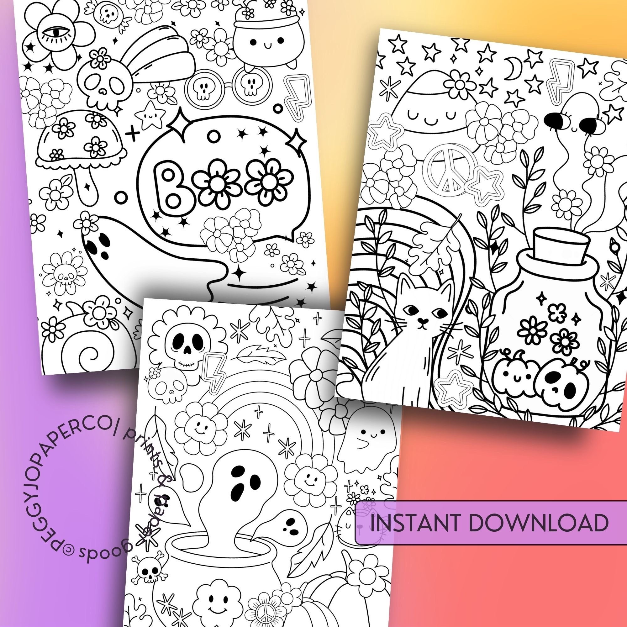 Ghost Pumpkin Coloring Pages, Fun Halloween Activity (digital Download ...