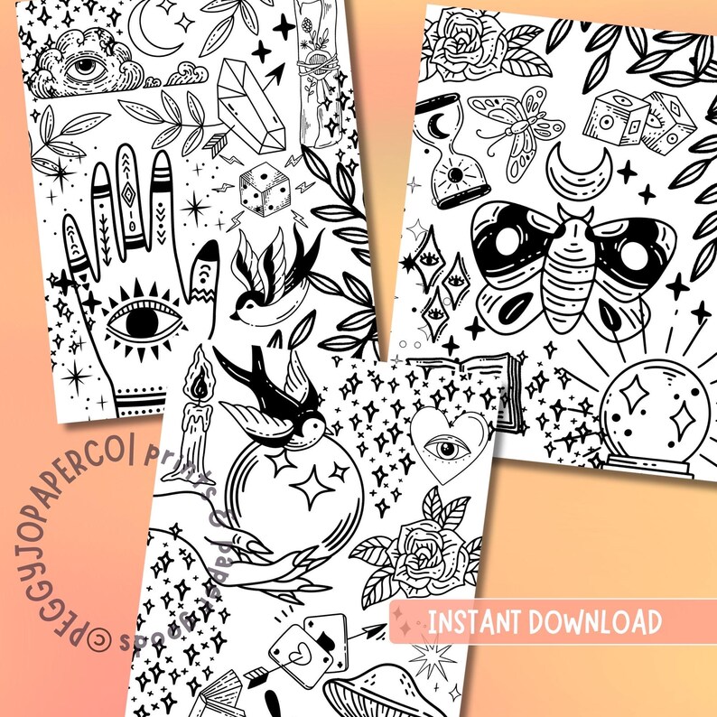 Bewitched Garden Coloring Pages, Witchy Coloring Book, Spooky Aesthetic ...
