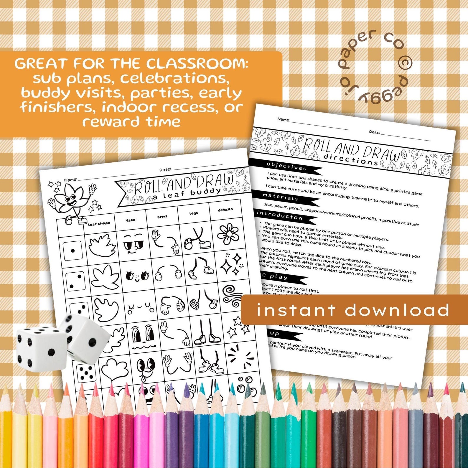 Thanksgiving Roll and Draw Games: Turkey, Scarecrow, Leaf, Sweater (PDF ...