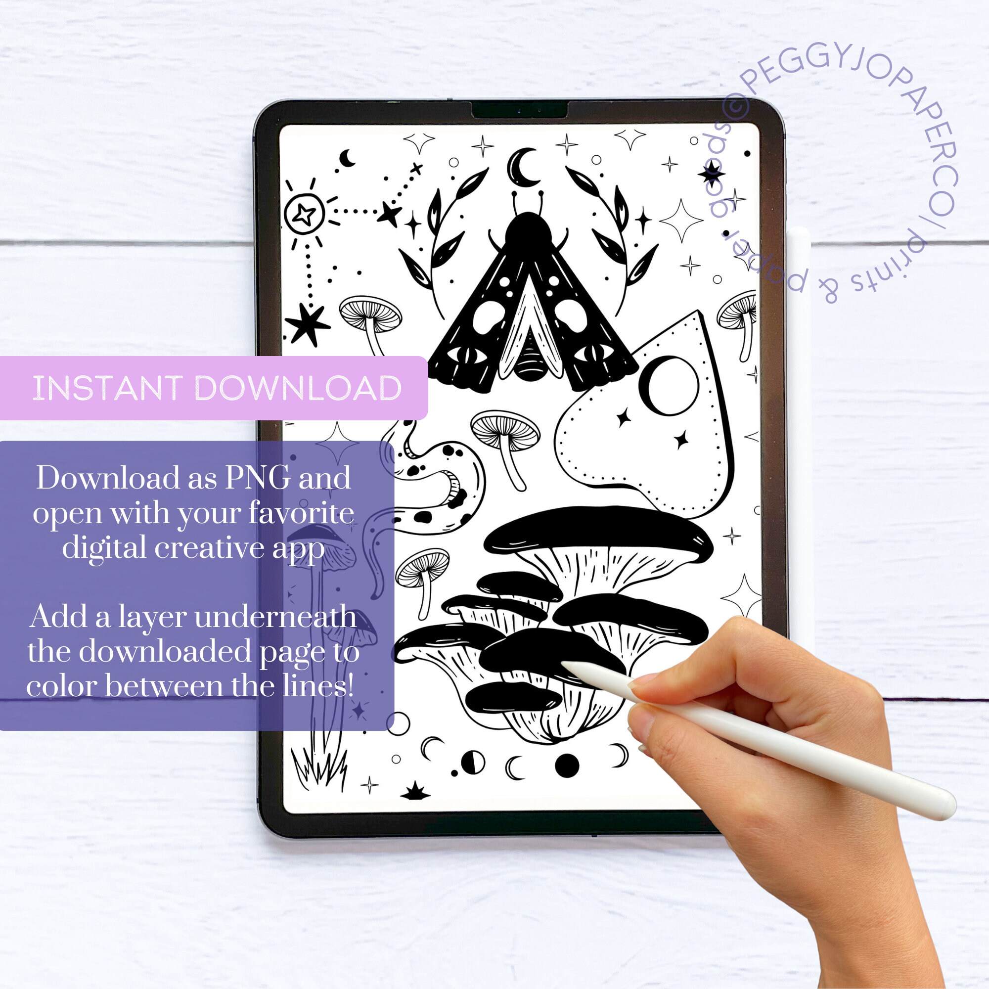 Mystical Coloring Pages, Witch Coloring Book, Witchy Aesthetic, Adult ...