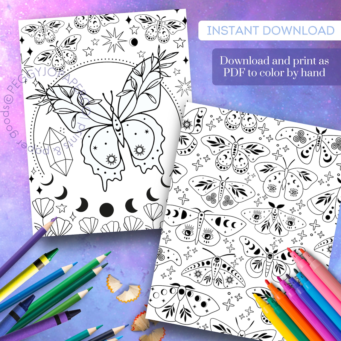 Mystical Coloring Pages, Witch Coloring Book, Witchy Aesthetic, Adult ...