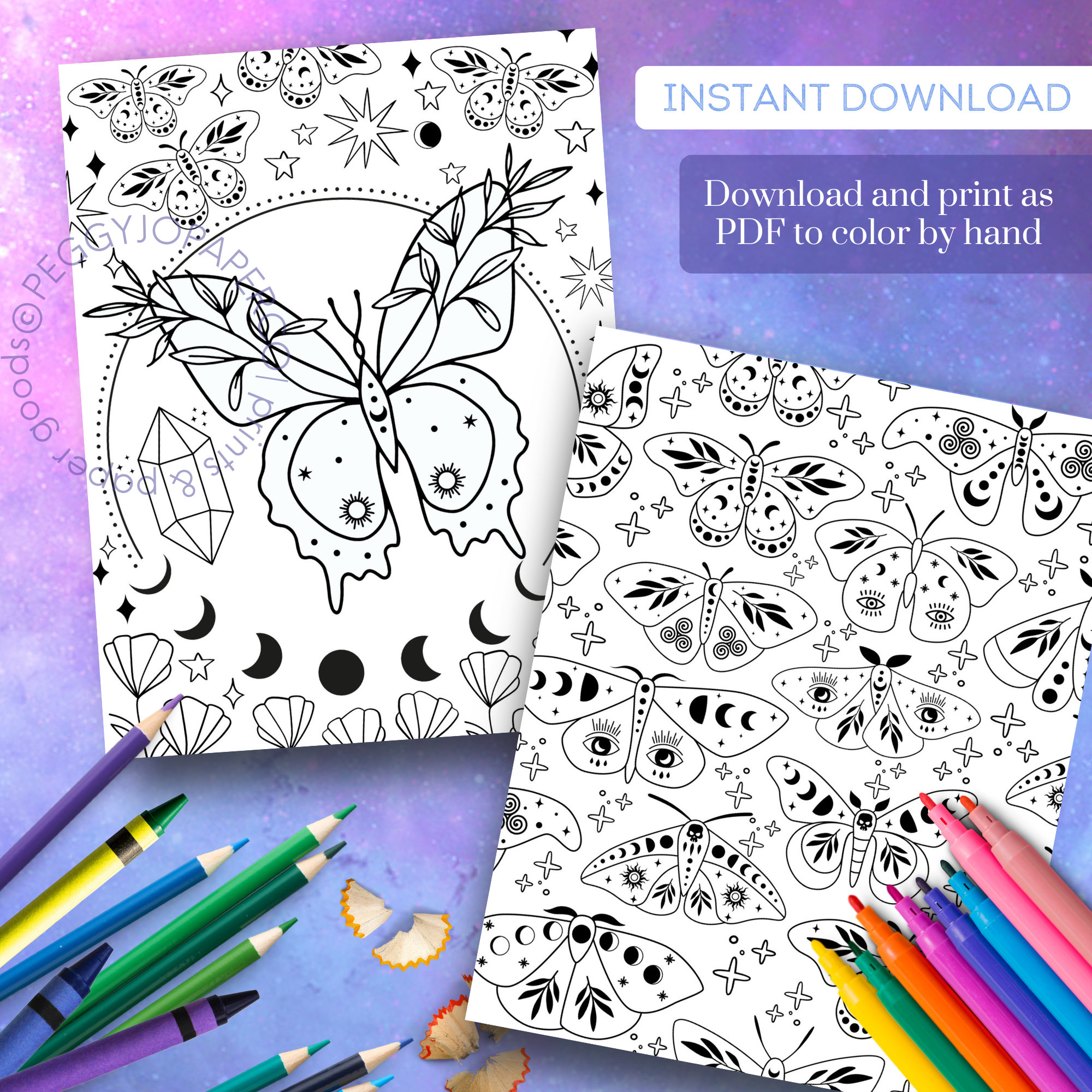 Mystical Coloring Pages, Witch Coloring Book, Witchy Aesthetic, Adult ...