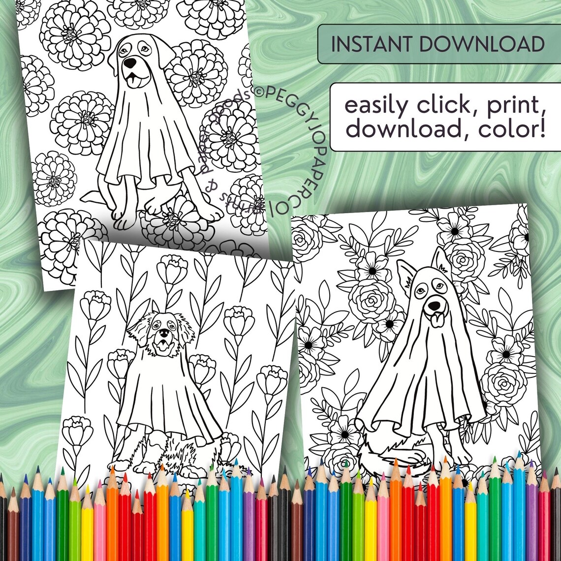 Dog Ghosts Coloring Pages, Ghost Coloring Book, Ghost Aesthetic ...