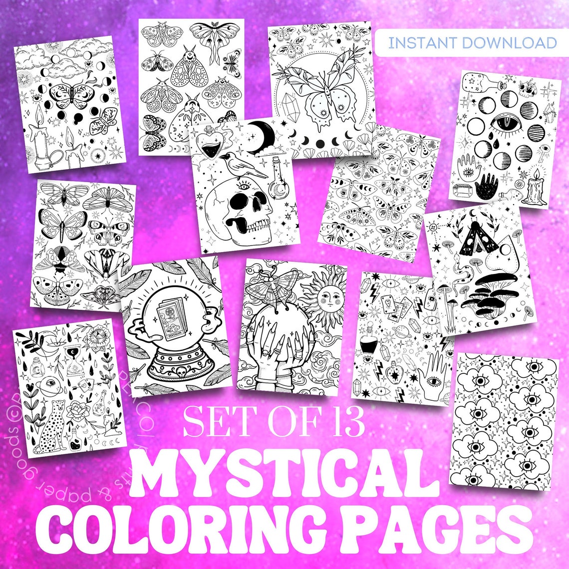 Mystical Coloring Pages, Witch Coloring Book, Witchy Aesthetic, Adult ...