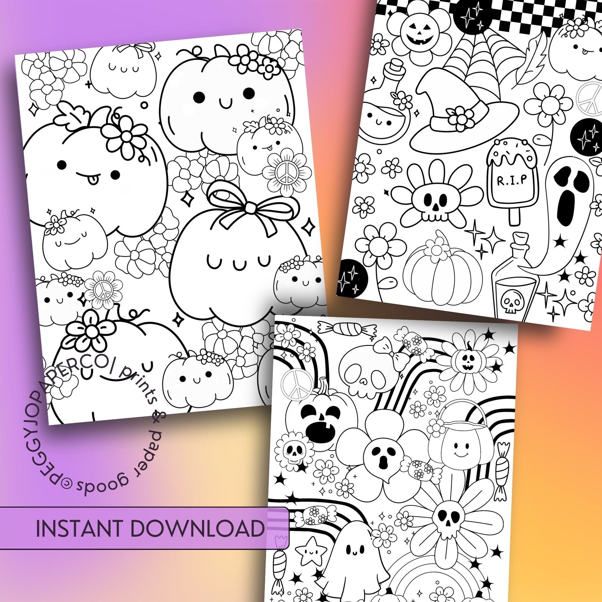 Ghost and Pumpkin Coloring Pages, Ghost Coloring Book, Ghost Aesthetic ...