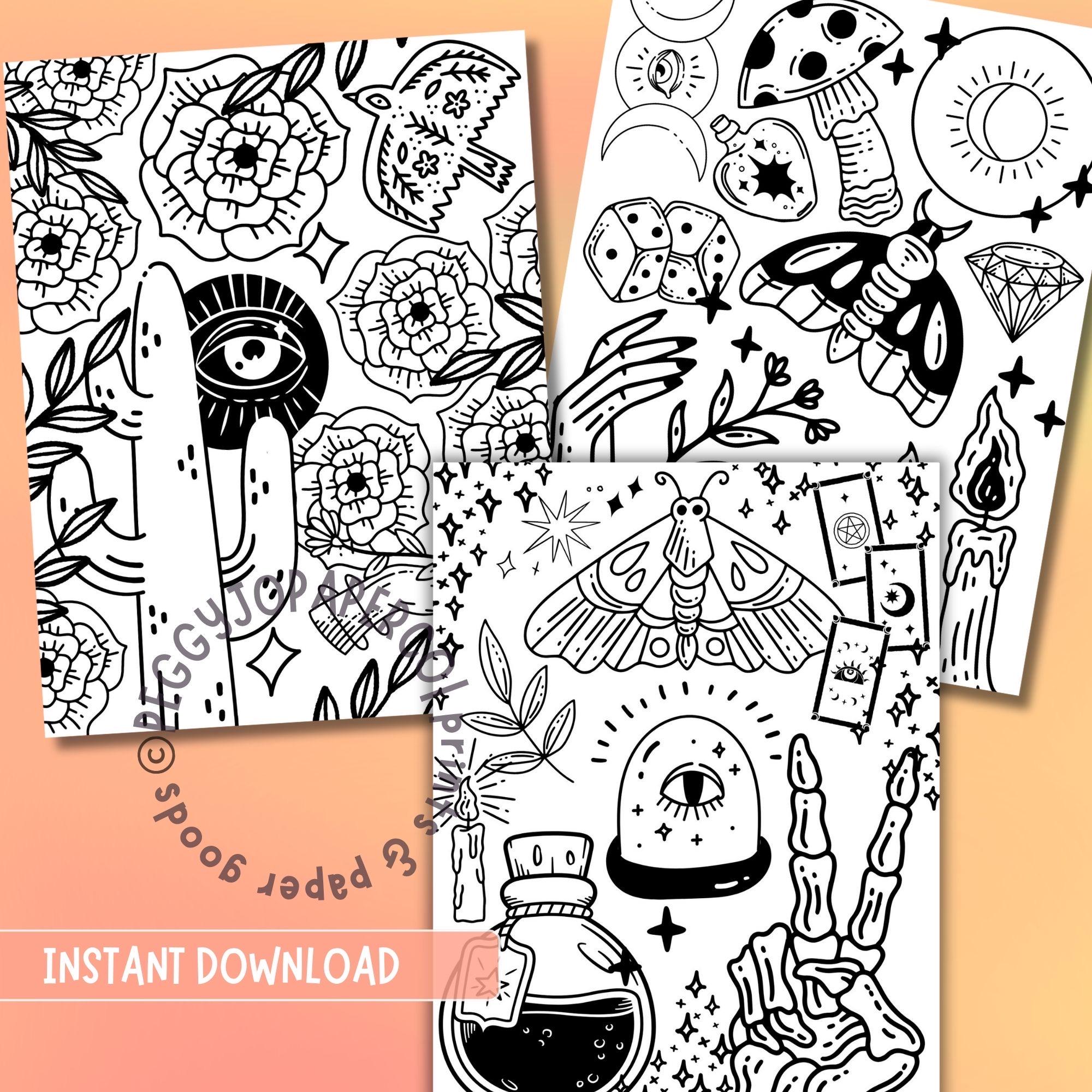 Bewitched Garden Coloring Pages, Witchy Coloring Book, Spooky Aesthetic ...