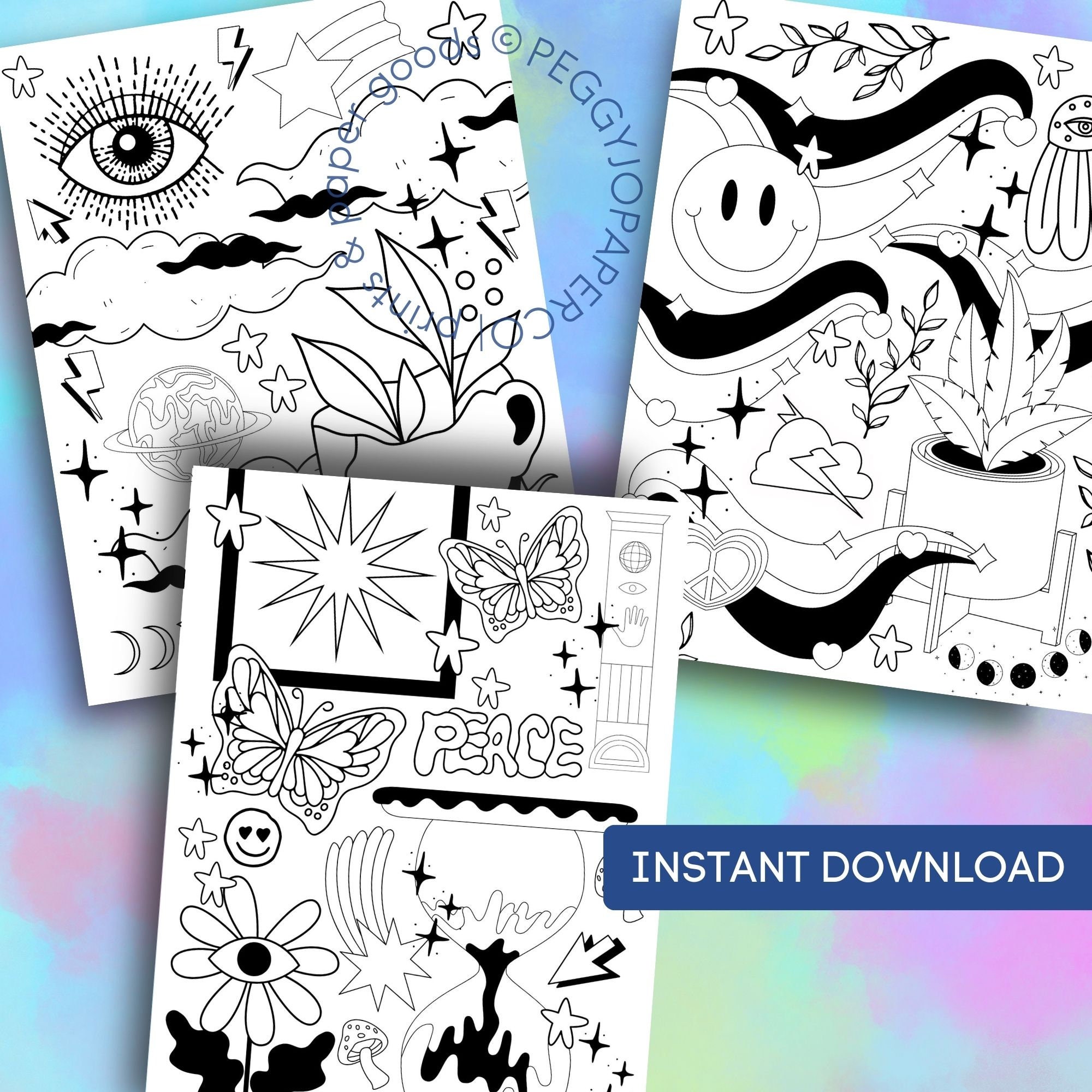 Funky Coloring Pages, Mystical Coloring Book, Psychedelic, Spiritual ...