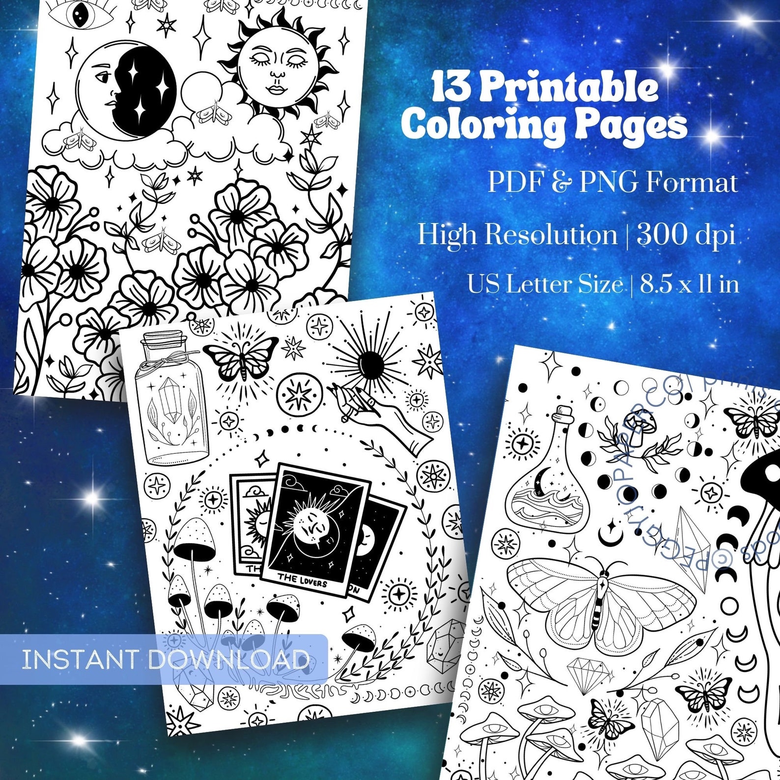 Mystical Coloring Pages Vol2, Witch Coloring Book, Witchy Aesthetic ...