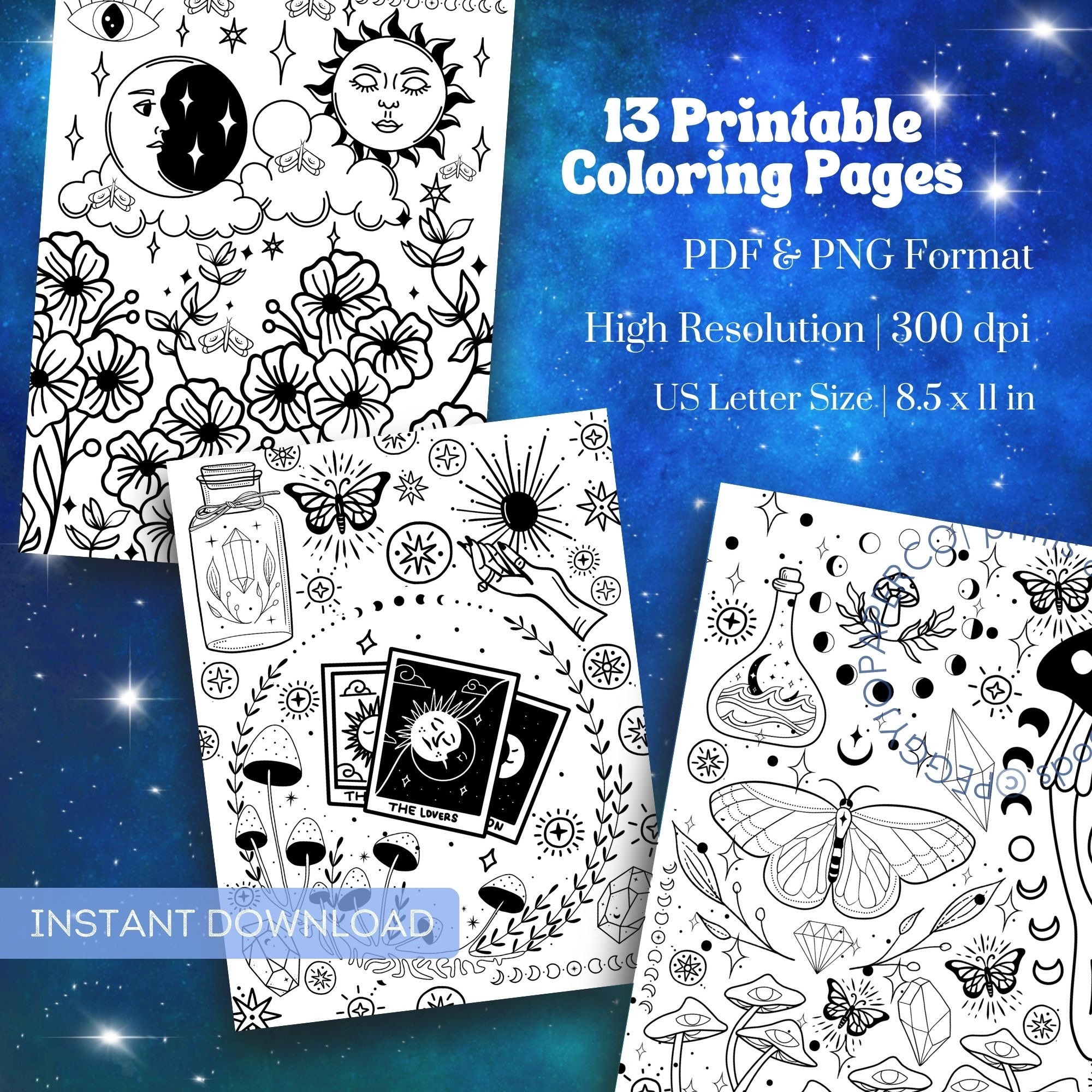 Mystical Coloring Pages Vol2, Witch Coloring Book, Witchy Aesthetic ...