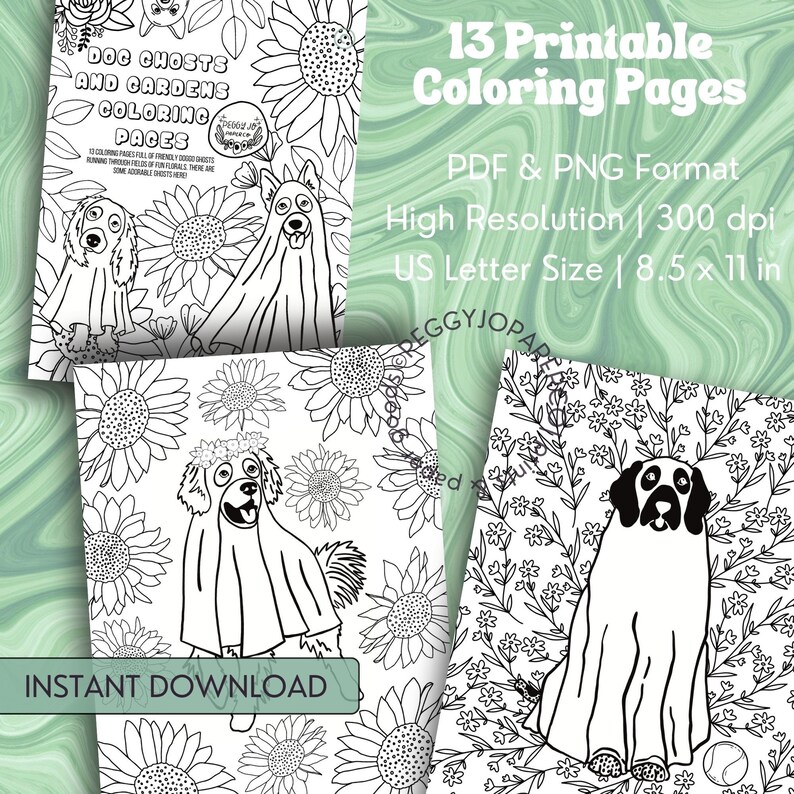 Dog Ghosts Coloring Pages, Ghost Coloring Book, Ghost Aesthetic ...