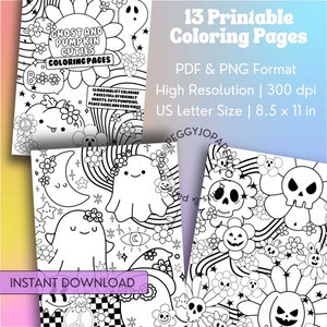 Ghost Pumpkin Coloring Pages, Fun Halloween Activity (digital Download ...