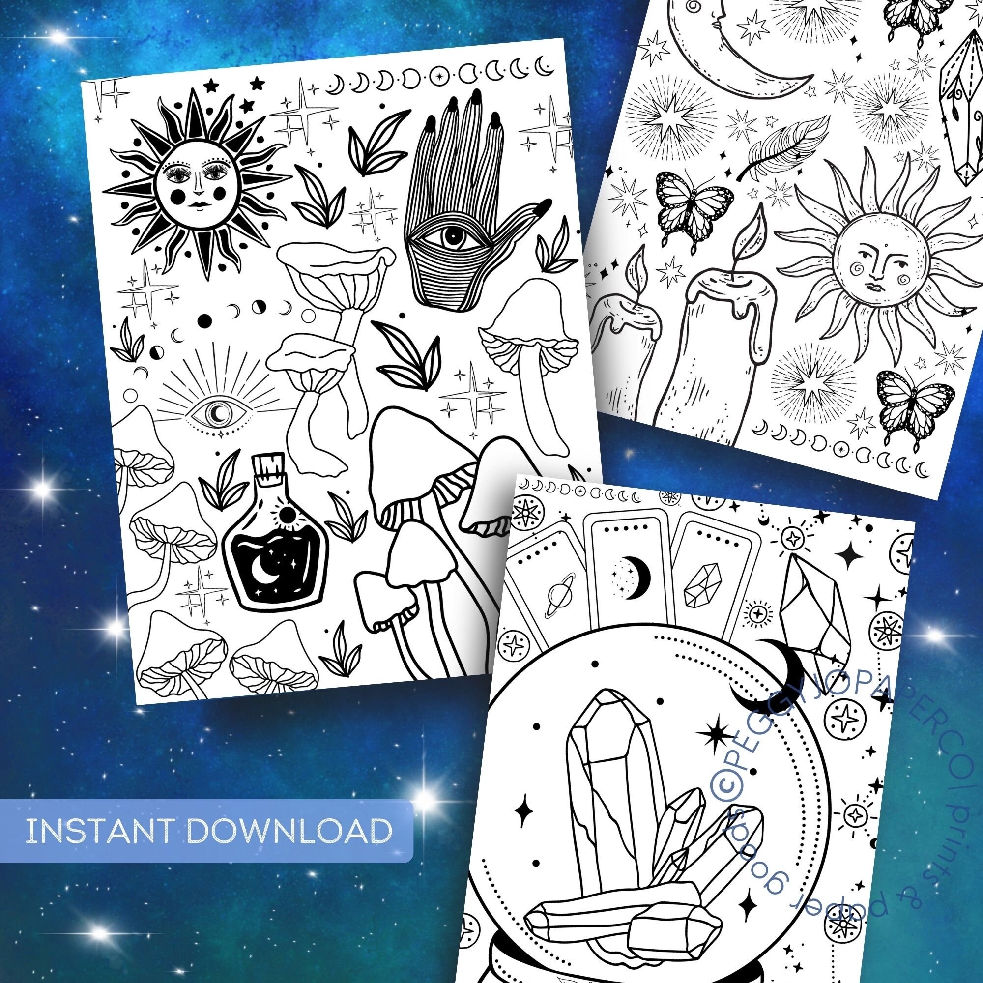 Mystical Coloring Pages Vol2, Witch Coloring Book, Witchy Aesthetic ...