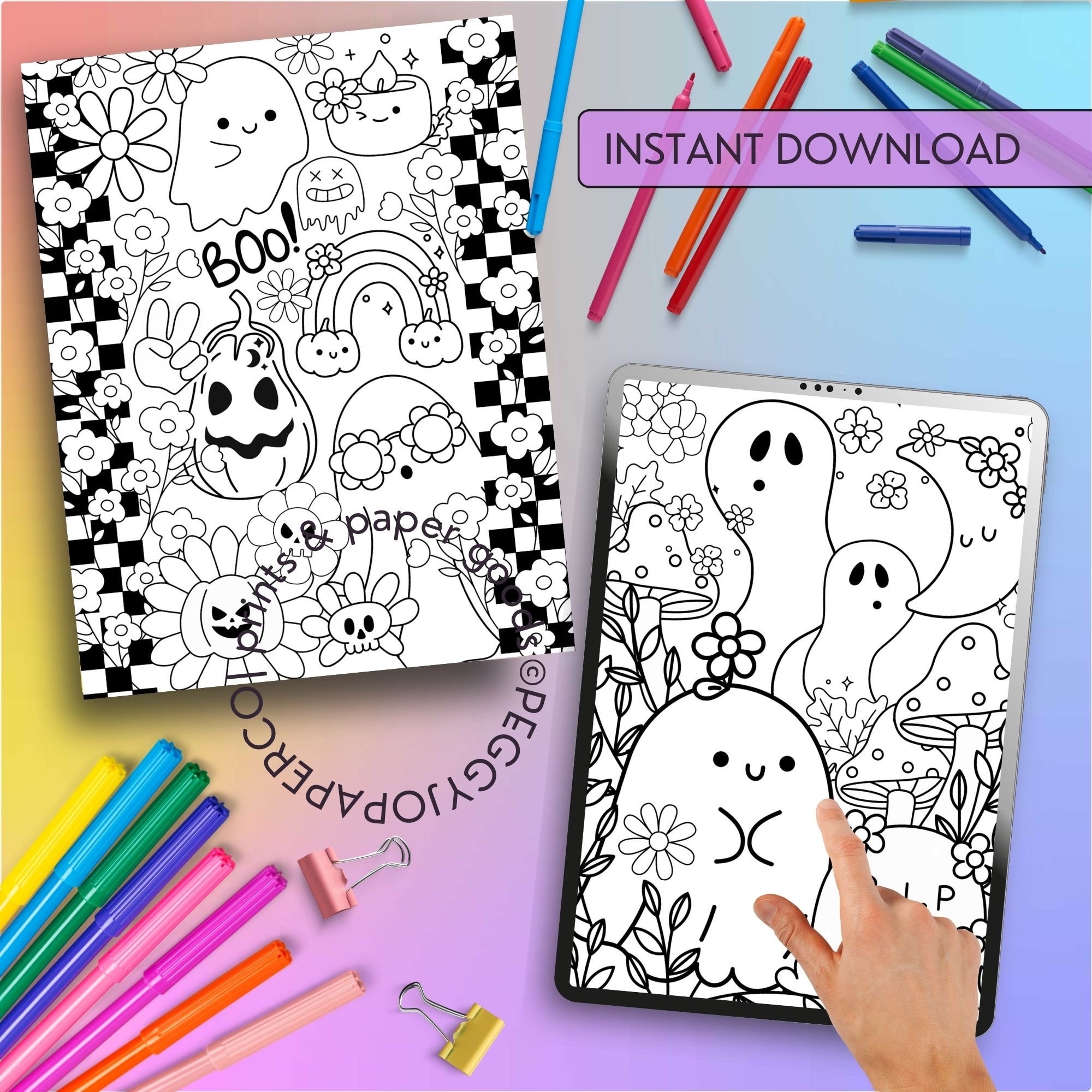 Ghost and Pumpkin Coloring Pages, Ghost Coloring Book, Ghost Aesthetic ...