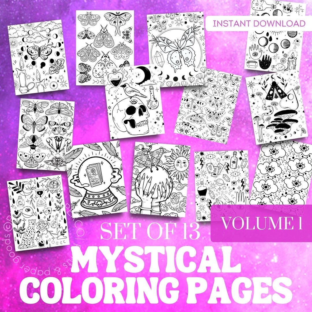Mystical Coloring Pages, Witch Coloring Book, Witchy Aesthetic, Adult ...