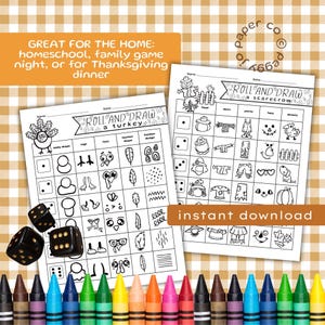 Thanksgiving Roll and Draw Games: Turkey, Scarecrow, Leaf, Sweater (PDF ...
