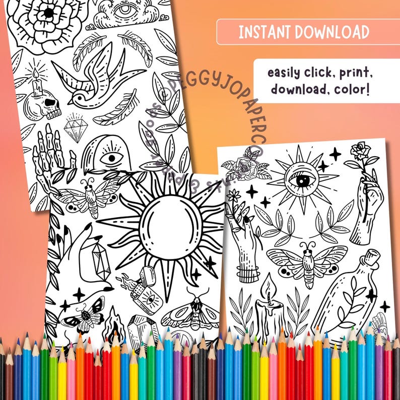 Bewitched Garden Coloring Pages, Witchy Coloring Book, Spooky Aesthetic ...
