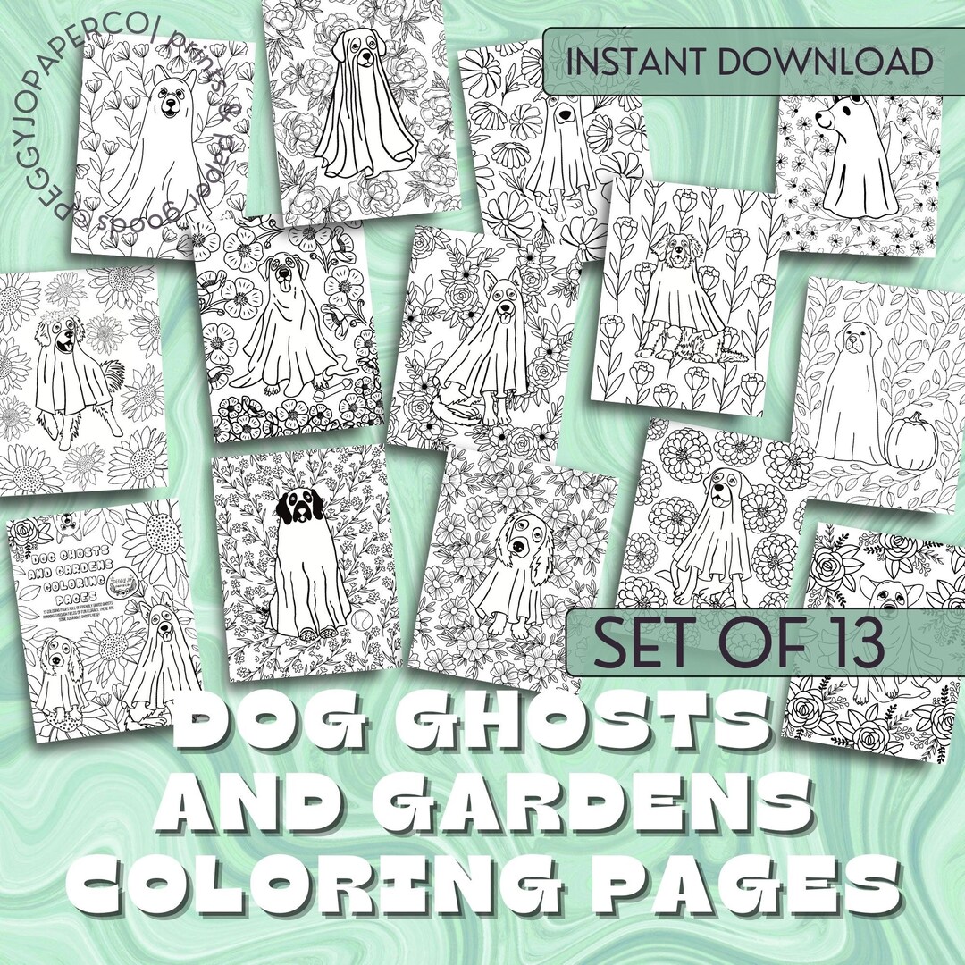 Dog Ghosts Coloring Pages, Ghost Coloring Book, Ghost Aesthetic ...