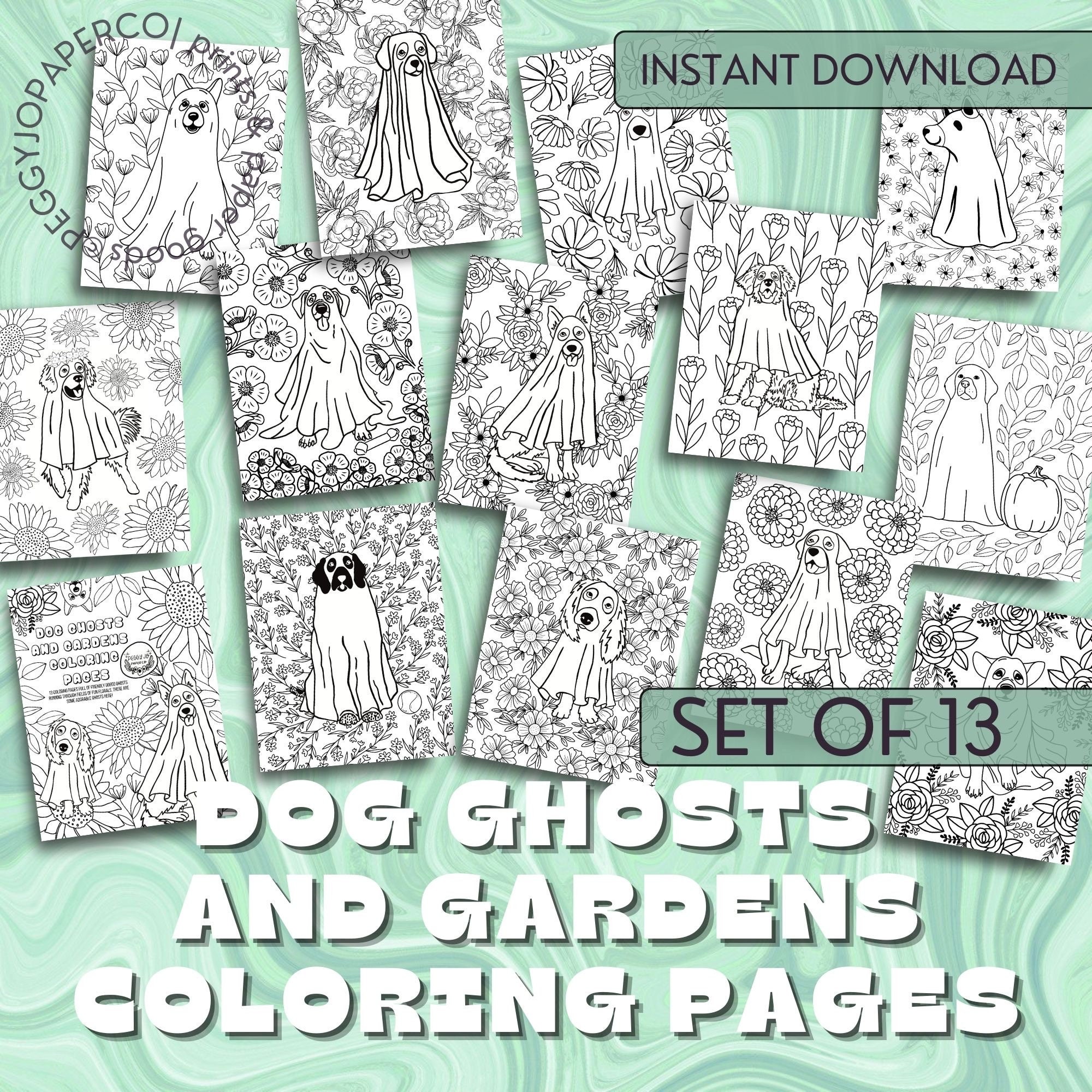 Dog Ghosts Coloring Pages, Ghost Coloring Book, Ghost Aesthetic ...