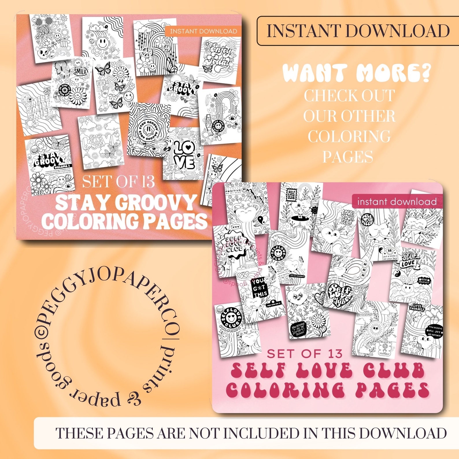 Stay Groovy Coloring Pages Vol 2, Retro-chic, Hippy Aesthetic, Adult ...