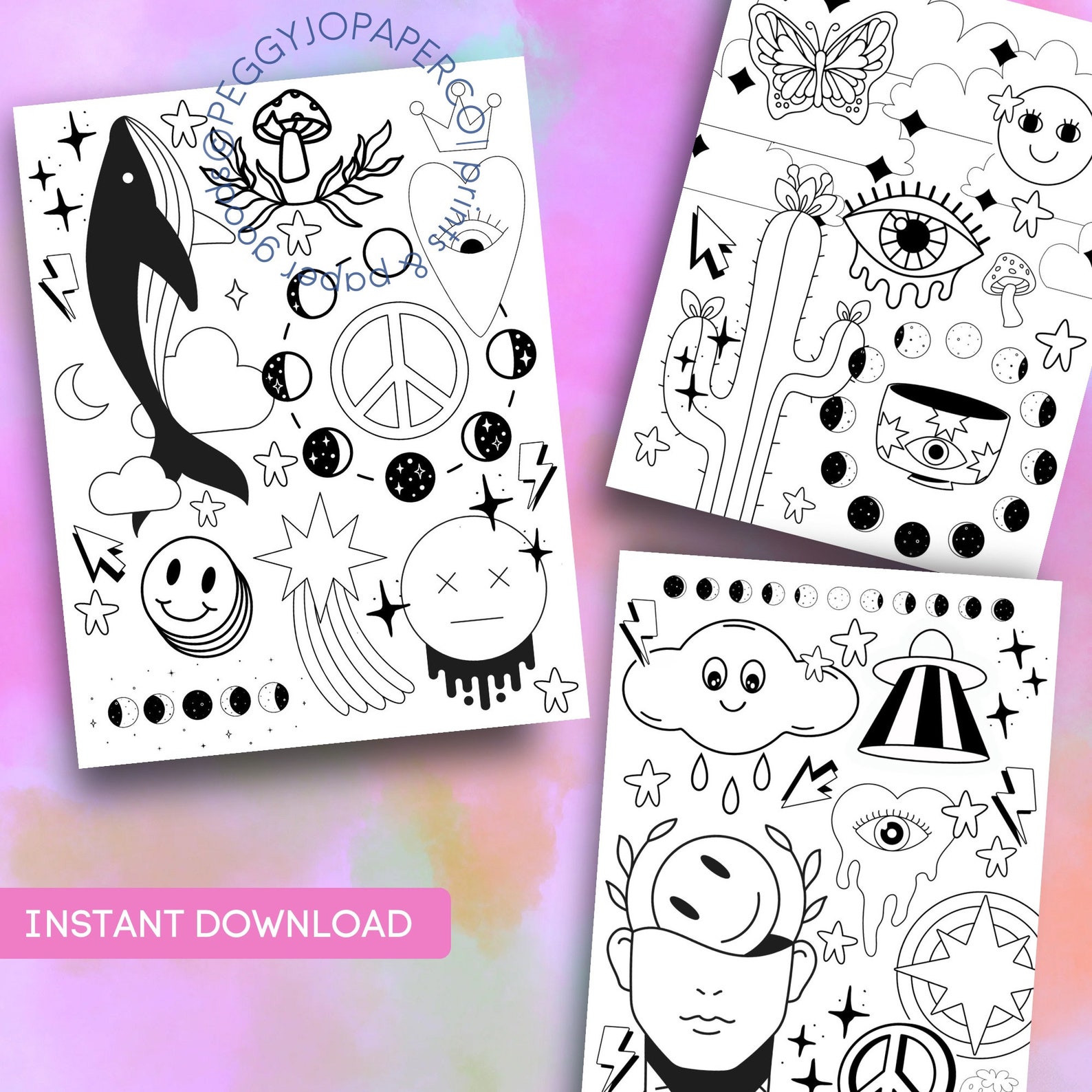 Funky Coloring Pages, Mystical Coloring Book, Psychedelic, Spiritual ...