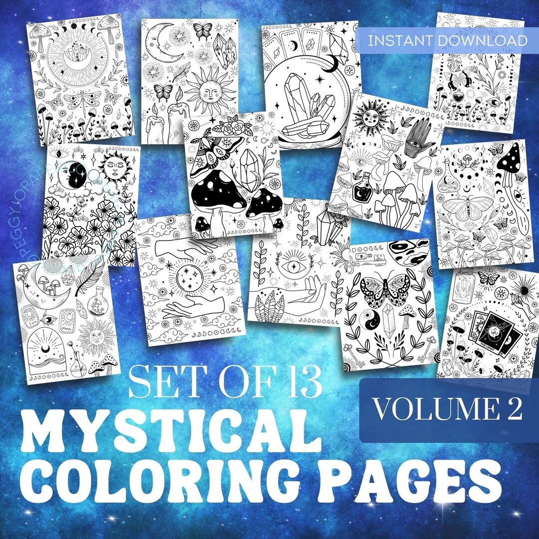 Mystical Coloring Pages Vol2, Witch Coloring Book, Witchy Aesthetic ...