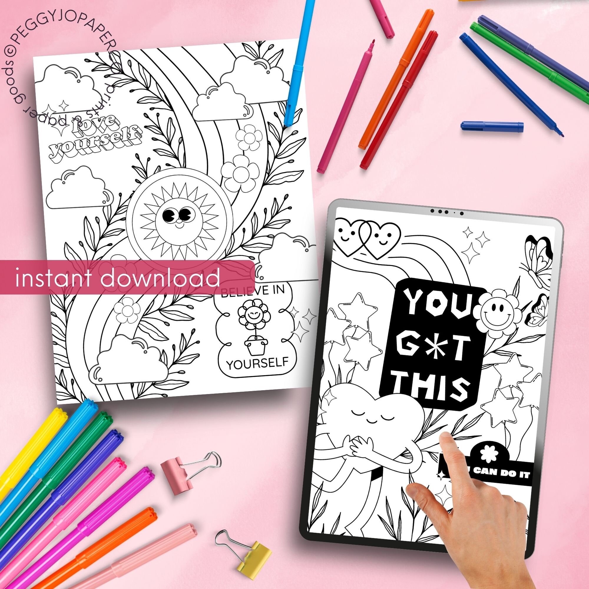 Self Love Club Coloring Pages, Love Yourself, Hippy Retro, Self-care ...