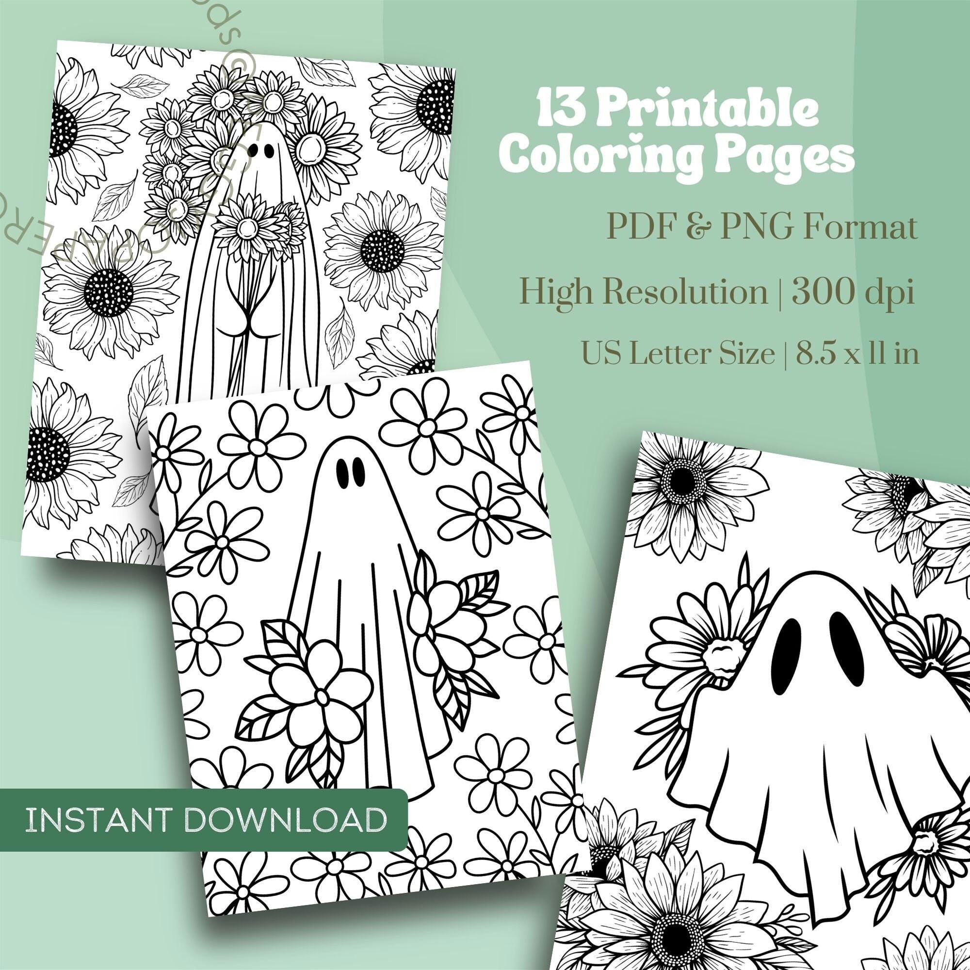 Ghost Aesthetic Coloring Pages, Ghost Coloring Book, Ghost Aesthetic ...