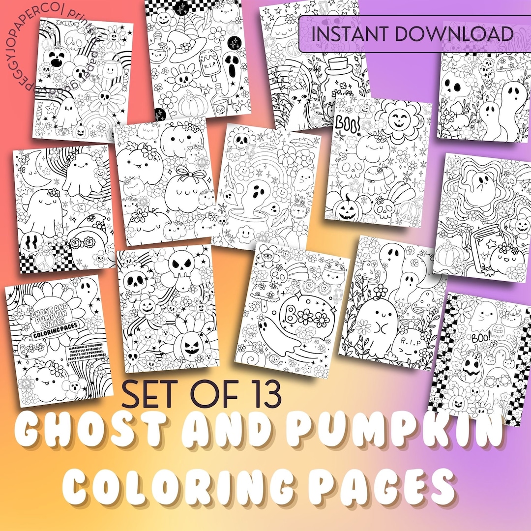 Ghost and Pumpkin Coloring Pages, Ghost Coloring Book, Ghost Aesthetic ...