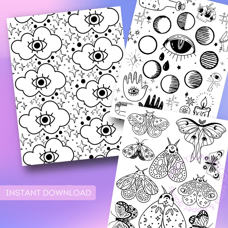 Mystical Coloring Pages, Witch Coloring Book, Witchy Aesthetic, Adult ...