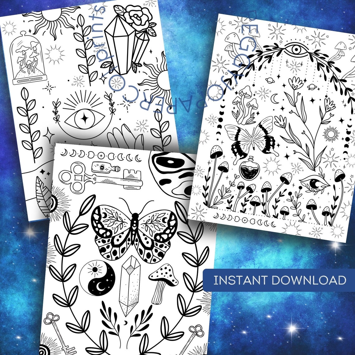 Mystical Coloring Pages Vol2, Witch Coloring Book, Witchy Aesthetic ...