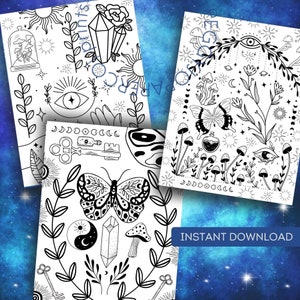 Mystical Coloring Pages Vol2, Witch Coloring Book, Witchy Aesthetic ...