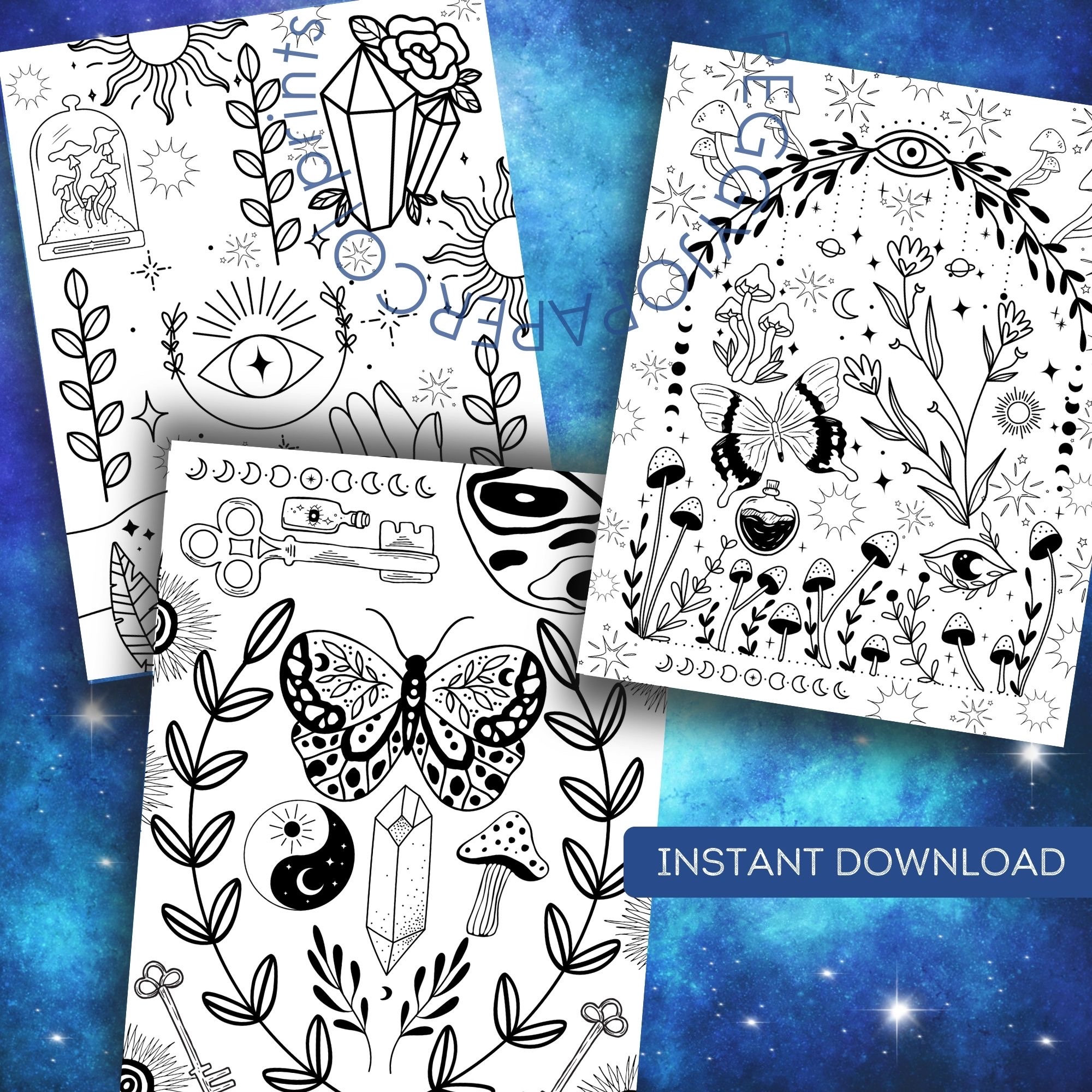 Mystical Coloring Pages Vol2, Witch Coloring Book, Witchy Aesthetic ...