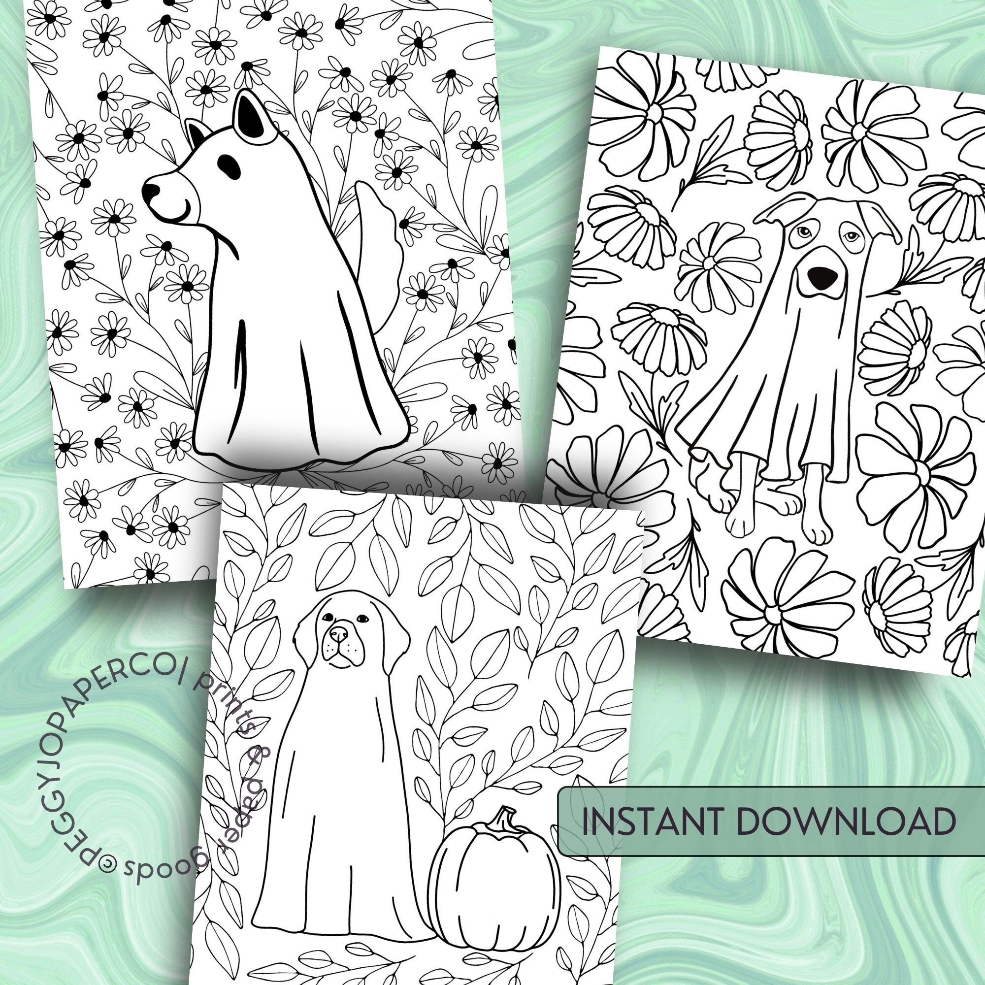 Dog Ghosts Coloring Pages, Ghost Coloring Book, Ghost Aesthetic ...