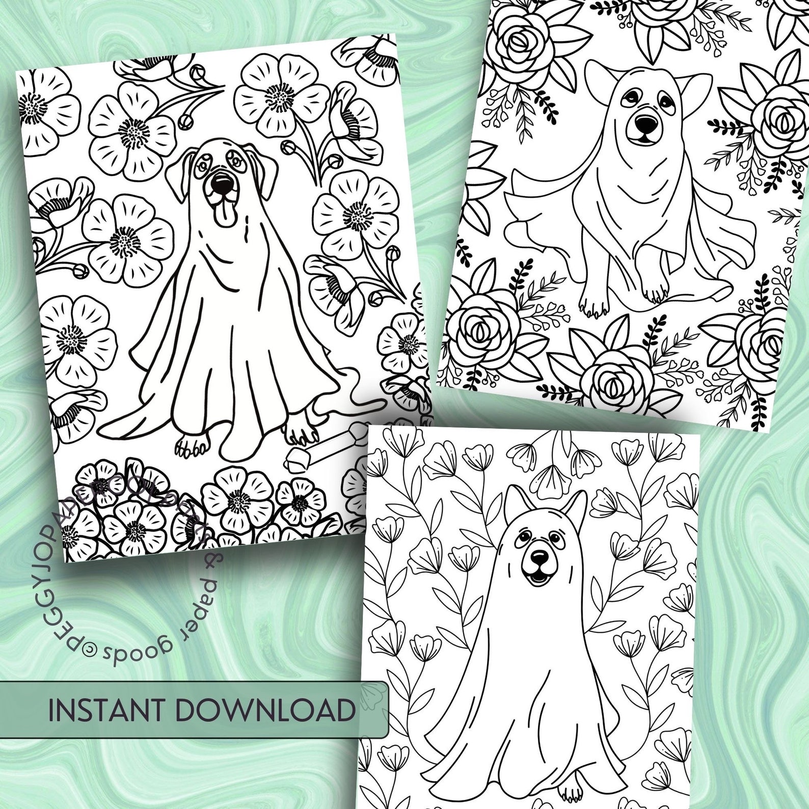 Dog Ghosts Coloring Pages, Ghost Coloring Book, Ghost Aesthetic ...