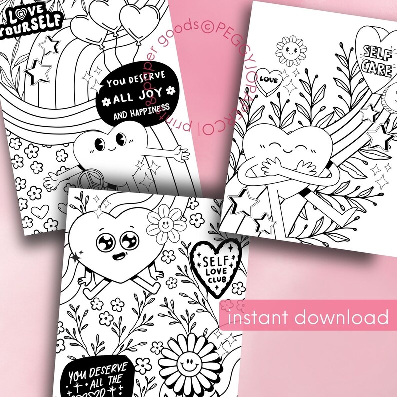 Self Love Club Coloring Pages, Love Yourself, Hippy Retro, Self-care ...